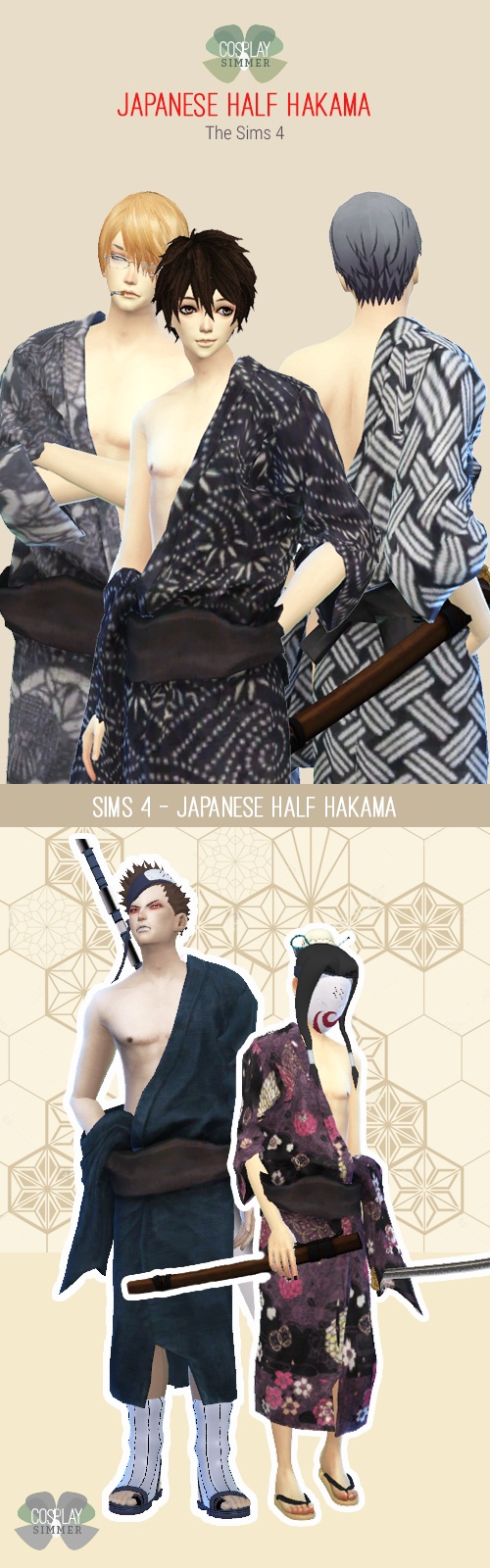 Азиатская мужская одежда Traditional Japanese Male Half Hakama by ...